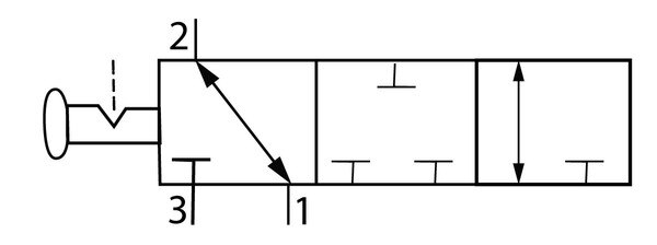AK12405N Push-Pull Control Valve; 3 Position / 3-Port ; 3/8" NPT ...